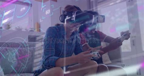 Image Of Data Processing Over Diverse Women Using Vr Headsets Stock Image Image Of Network