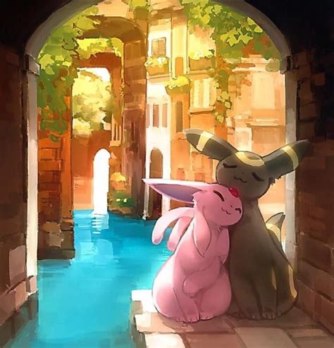 Espeon And Umbreon Embreon And Espeon Pokemon Art Eeveelutions