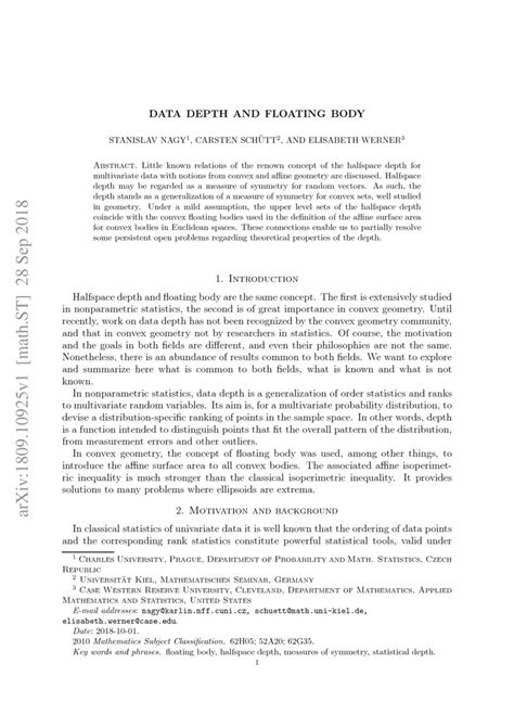 data depth and floating body deepai