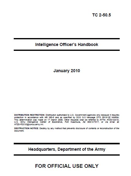 U Fouo U S Army Intelligence Officers Handbook Public Intelligence