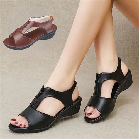Size 36 41 Womens Fashion Middle Heel Sandal Peep Toe Roman Shoes
