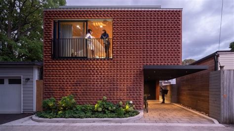 Rotated Bricks Animate Facade Of Garden Laneway House In Toronto