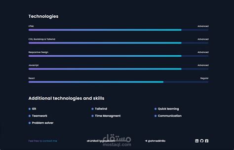 React And Tailwind Css Developer Portfolio مستقل