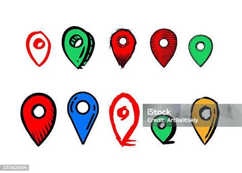 손으로 그린 지도 핀 낙서 탐색 표지판 위치 흰색 배경에 고립되어 설정됩니다 거리가 먼에 대한 스톡 벡터 아트 및 기타 이미지 거리가 먼 검색 그리기 Istock