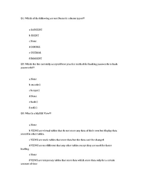 4 Response For Eybo Eybo Q1 Which Of The Following Are Not Numeric