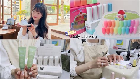 Sub Vlog 사장 눈치 안보고 셀프네일하기 대박 랲핑젤 소개 지난 생일선물 언박싱 네온푸딩🍮 리페어젤 포함 네일재료 소개 6평 네일샵 브이로그 Youtube