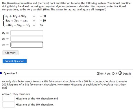 Solved Use Gaussian Elimination And Perhaps Back