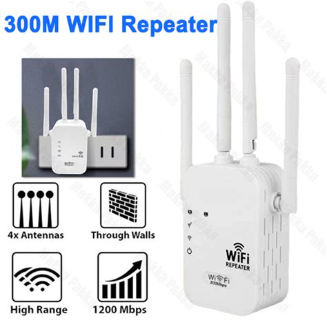 Jual 【ready Stock】penguat Sinyal 300m Wifi Repeater Wireless 5g Dual Band 4 Antena Wifi Range
