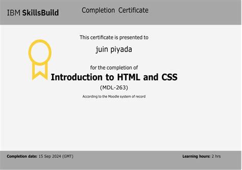 Completed Html And Css Course With Ibm Skillsbuild Juin Piyada Posted
