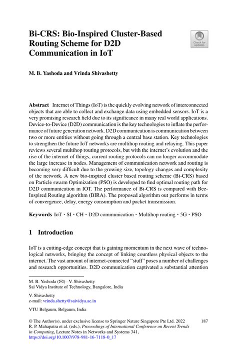 Pdf Bi Crs Bio Inspired Cluster Based Routing Scheme For D2d