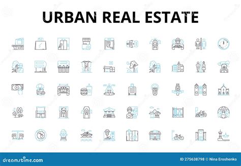 Urban Real Estate Linear Icons Set Gentrification Revitalization