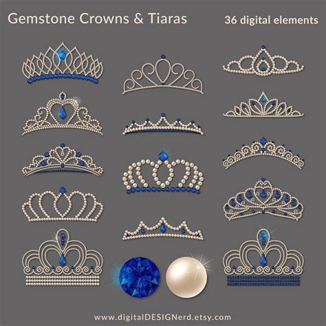 Ivory Pearl And Dark Blue Sapphire Crowns And Tiaras 36 Png Digital