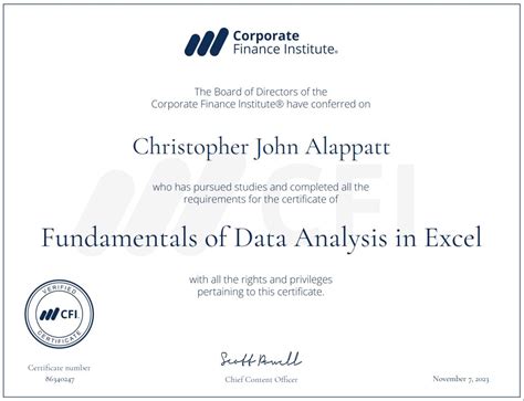 Excel Dataanalytics Certification Lifelonglearning Cfi Skillsdevelopment