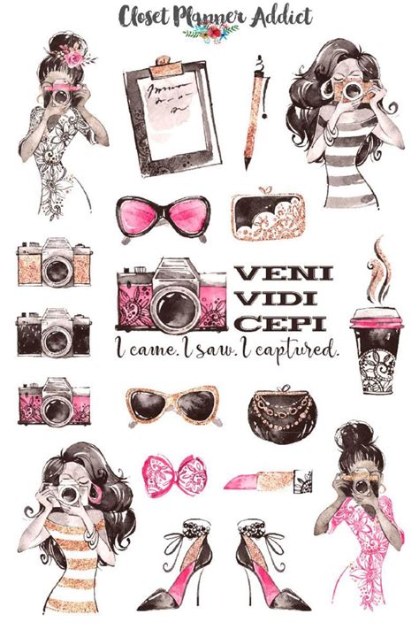 Watercolour Photography Planner Stickers Camera Stickers Etsy