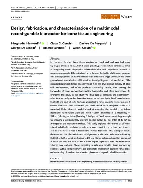 Pdf Design Fabrication And Characterization Of A Multimodal Reconfigurable Bioreactor For