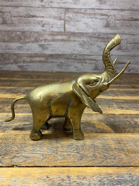 Vintage Brass Elephant Figurine Statue 8 Etsy