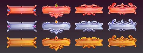 게임 Ui 프레임 골드 실버 구리 중세 메뉴 무료 벡터