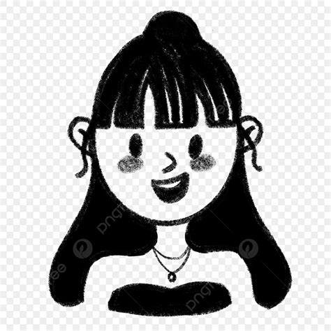 귀여운 앞머리 긴 머리 무색 사람 일러스트 아바타 캐릭터 귀여운 표정 만화 Png 일러스트 및 Psd 이미지 무료 다운로드