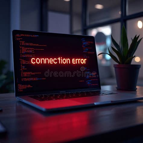 Laptop With Red Connection Error Message On Screen Stock Illustration