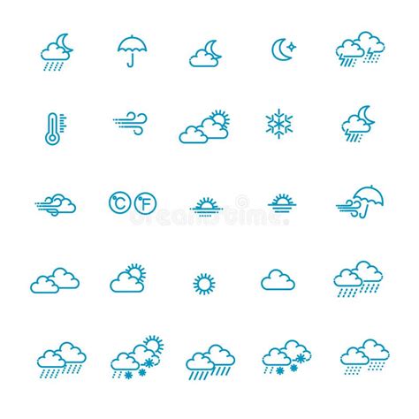 Weather Forecast Outline Web Icon Set Thin Line Icons Collection