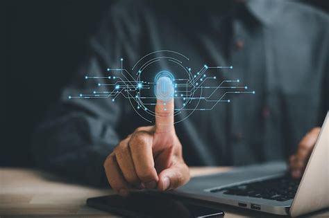 Premium Photo Futuristic Biometric Identification Fingerprint Scanner Providing Secure Access