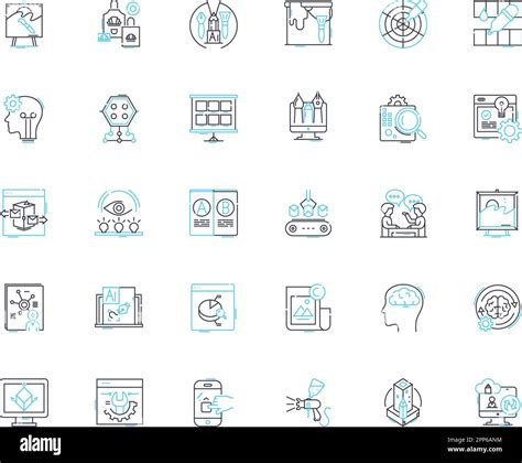 Social Experience Linear Icons Set Connection Interaction Engagement