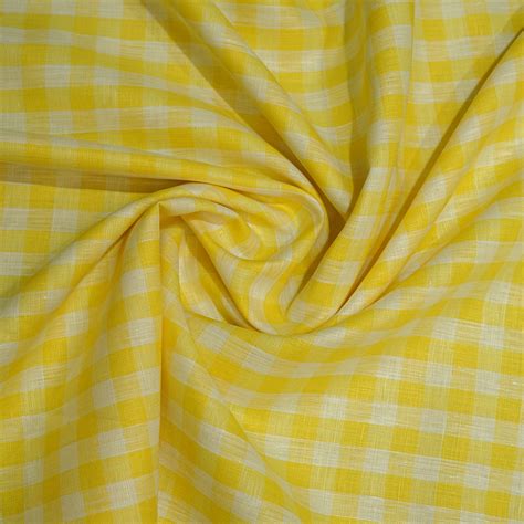 Raymond 100 Pure Linen Yellow Checks Fabric Linen Avenue