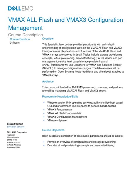 Vmax All Flash And Vmax3 Configuration Management Course Description Pdf Dell Graphical
