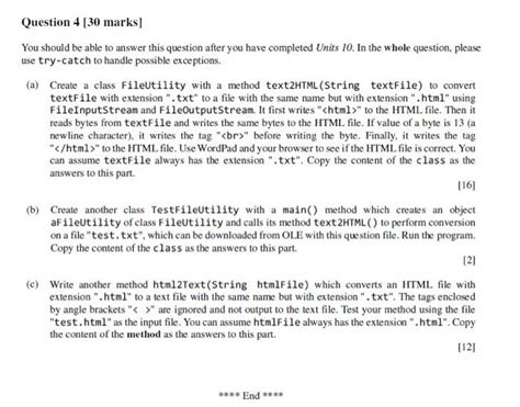Solved Question 4 30 Marks You Should Be Able To Answer