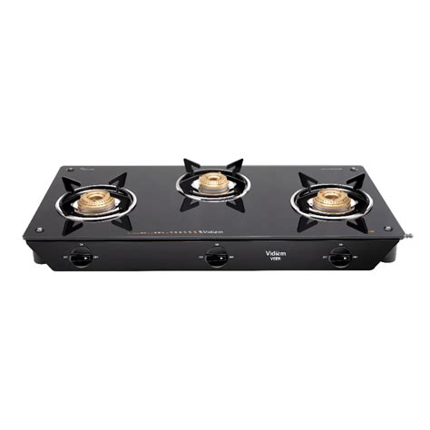 Shop Vidiem Veer 3 Burner Gas Stove Black At The Best Price