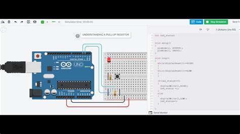 Tutorial In How To Use A Pull Up Resistor Configuration In An Arduino Input Pin Youtube