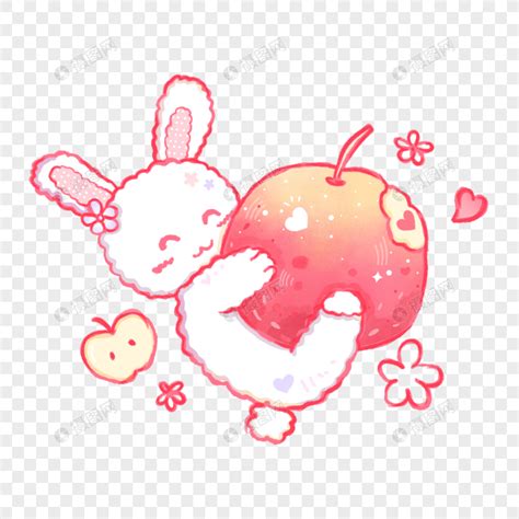 사과를 들고 있는 귀여운 토끼 Png 일러스트 무료 다운로드 Lovepik