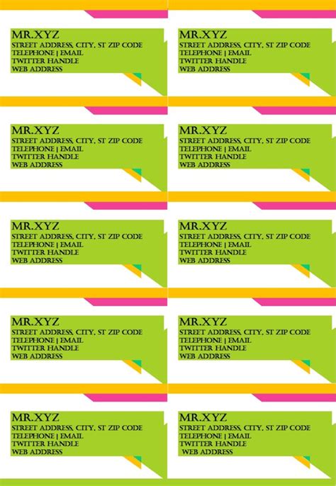 Name Card Template Excel Word Template Name Card Template Excel Word Template