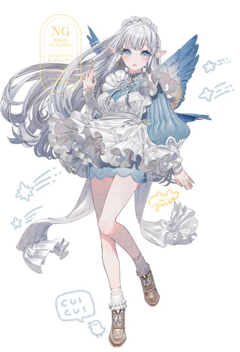 Yua Tick Tack Original 1girl Apron Blue Eyes Dress Earrings