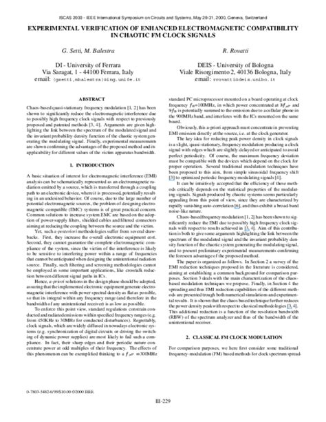 Pdf Experimental Verification Of Enhanced Electromagnetic Compatibility In Chaotic Fm Clock
