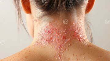Skin Irritation On The Back Of A Person S Neck With Red Bumps And