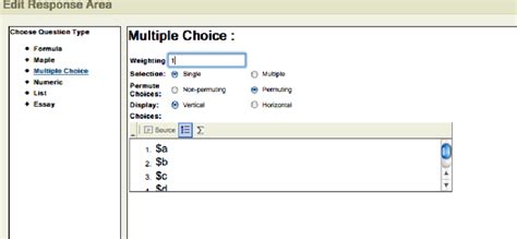 Maple Ta Answer Layout For Multiple Choice Question Download Scientific Diagram