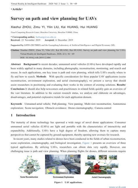 Pdf Survey On Path And View Planning For Uavs