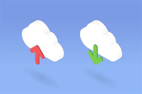 아이소메트릭 클라우드 다운로드 및 업로드 아이콘이 설정되었습니다 인터넷 데이터 미디어 로딩 전송 공유 클라우드 컴퓨팅 가상 서버