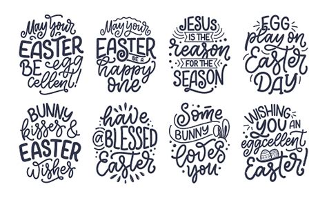 전단지 및 인쇄 디자인을위한 부활절에 대한 서예 문자 슬로건으로 설정합니다 배너 포스터 인사말 엽서템플릿 벡터 계절에 대한 스톡 벡터 아트 및 기타 이미지 Istock