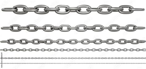 3d Illustration Of Horizontal Chains Line Collection Isolated On
