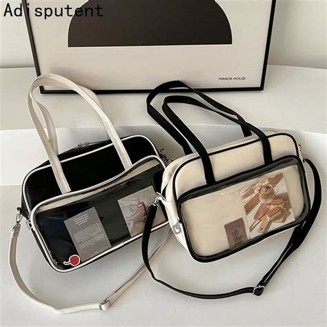 부드러운 가죽 대용량 투명 토트 백 여성용 숄더백 메신저 백 대학생용 핸드백 2023 Aliexpress