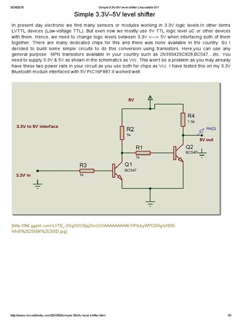 simple 3 3v 5v level shifter electronic circuits transistor
