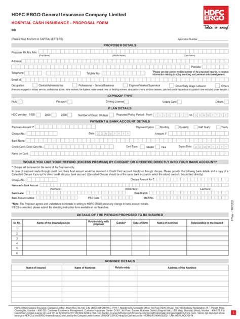 Fillable Online Proosal Form HDFC ERGO Fax Email Print PdfFiller