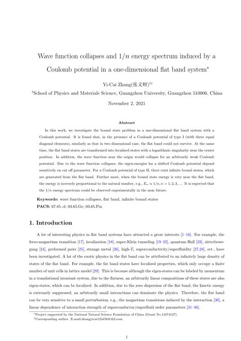 Pdf Wave Function Collapses And 1n Energy Spectrum Induced By A