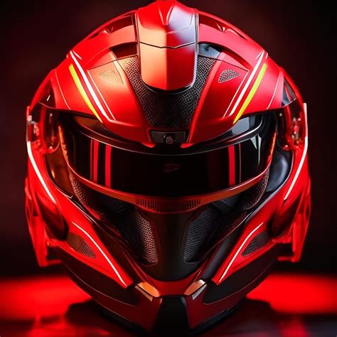 Menacing Red Motorcycle Helmet Generative Ai Premium Ai Generated Image