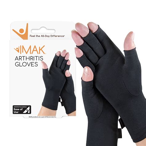 Brownmed Imak Arthritis Compression Gloves Large Black For Swelling