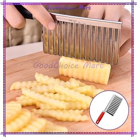 Jual Timun Irisan Acar Buah Sayur Kripik Bergerigi Alat Potong Iris Gelombang Pisau Acar Timun