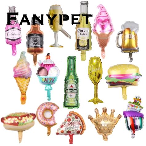 미니 와인 병 호일 풍선 아이스크림 피자 도넛 맥주 위스키 모양 스타일 글로벌 어린이 생일 파티 장식 용품 50 피스풍선 And 액세서리 Aliexpress