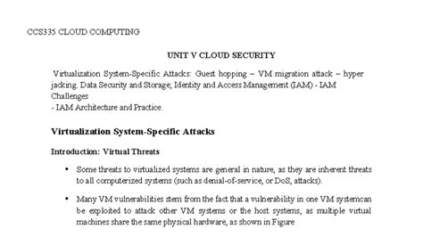 Ccs335 Cloud Computing Unit V Cloud Security And Virtualization Attacks